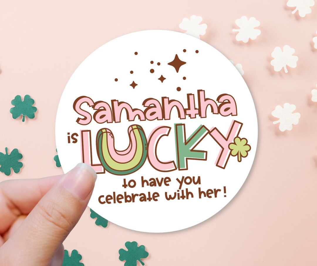 Lucky Birthday Stickers Thank You Stickers Treat Bag Box Stickers ...