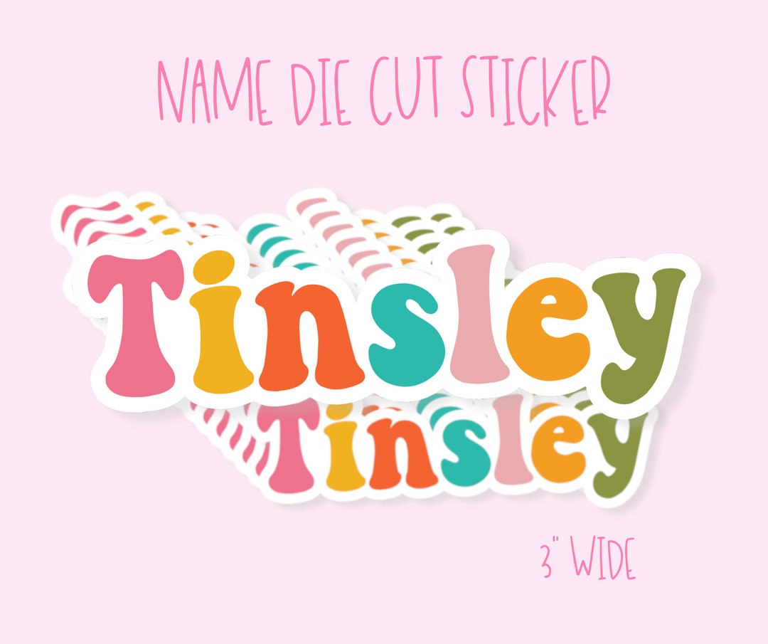 Custom Name Die Cut Sticker Retro Font Bright Color - Etsy