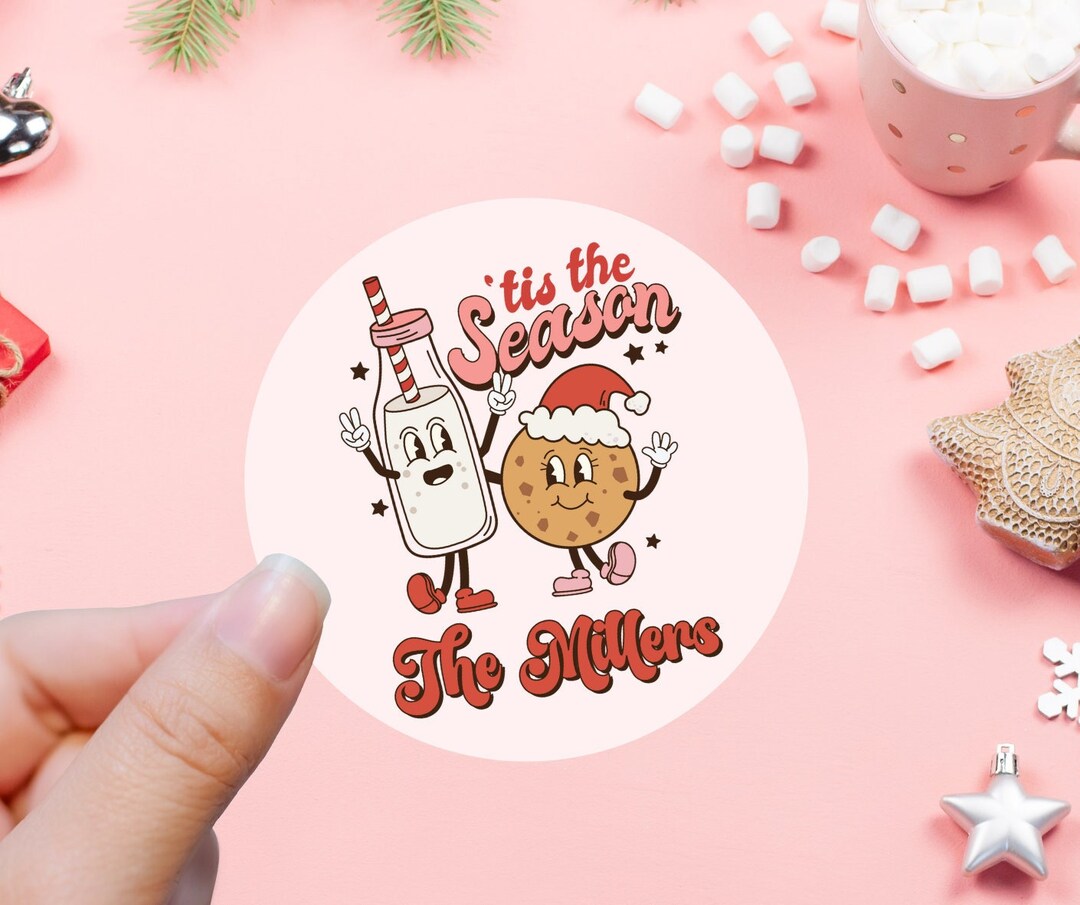 Christmas Stickers Tis the Season Stickers Cookies & Milk Favor Bag ...