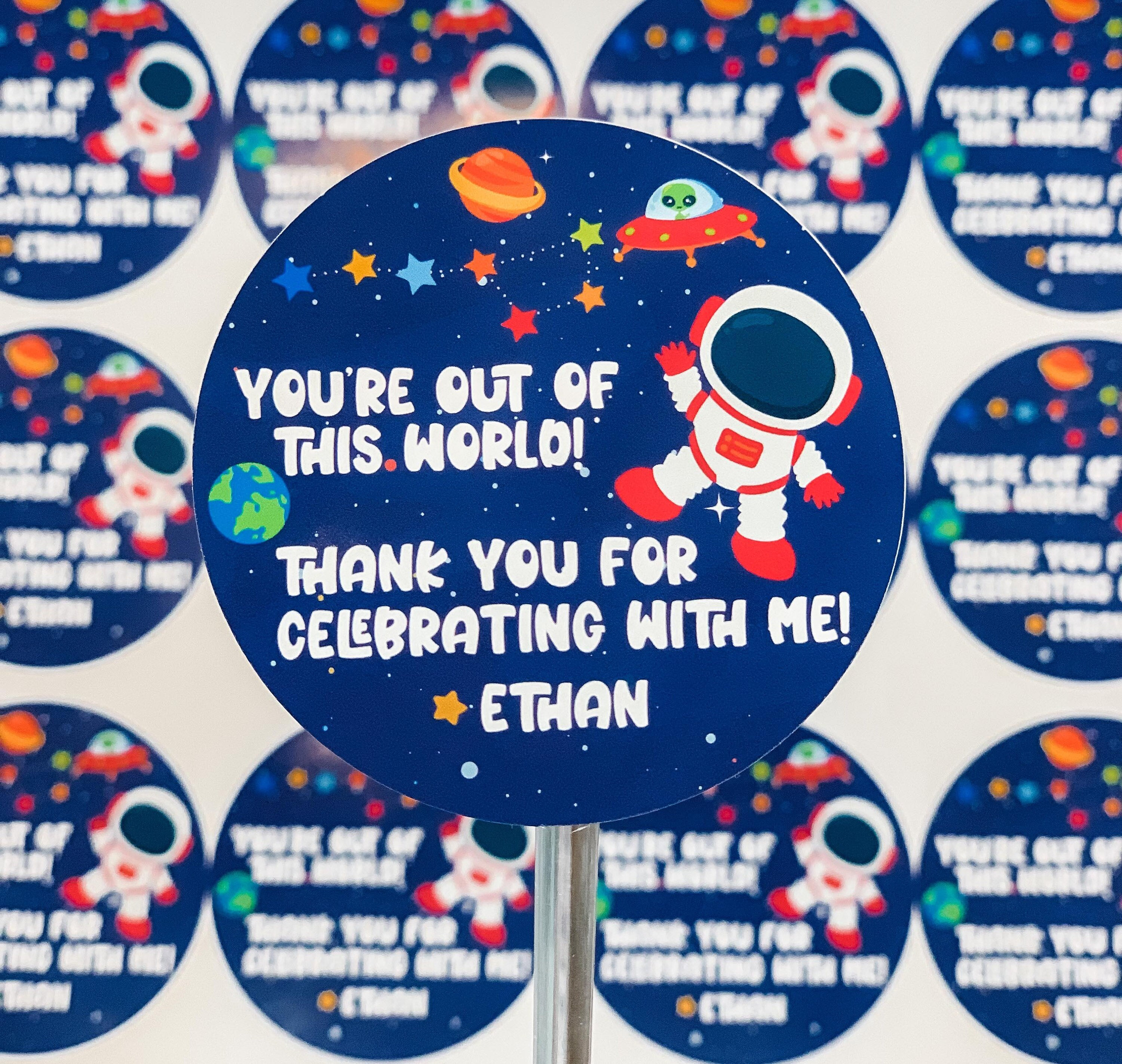 Space Party Thank You Stickers Stickers for Boxes Treat Bags Two the ...