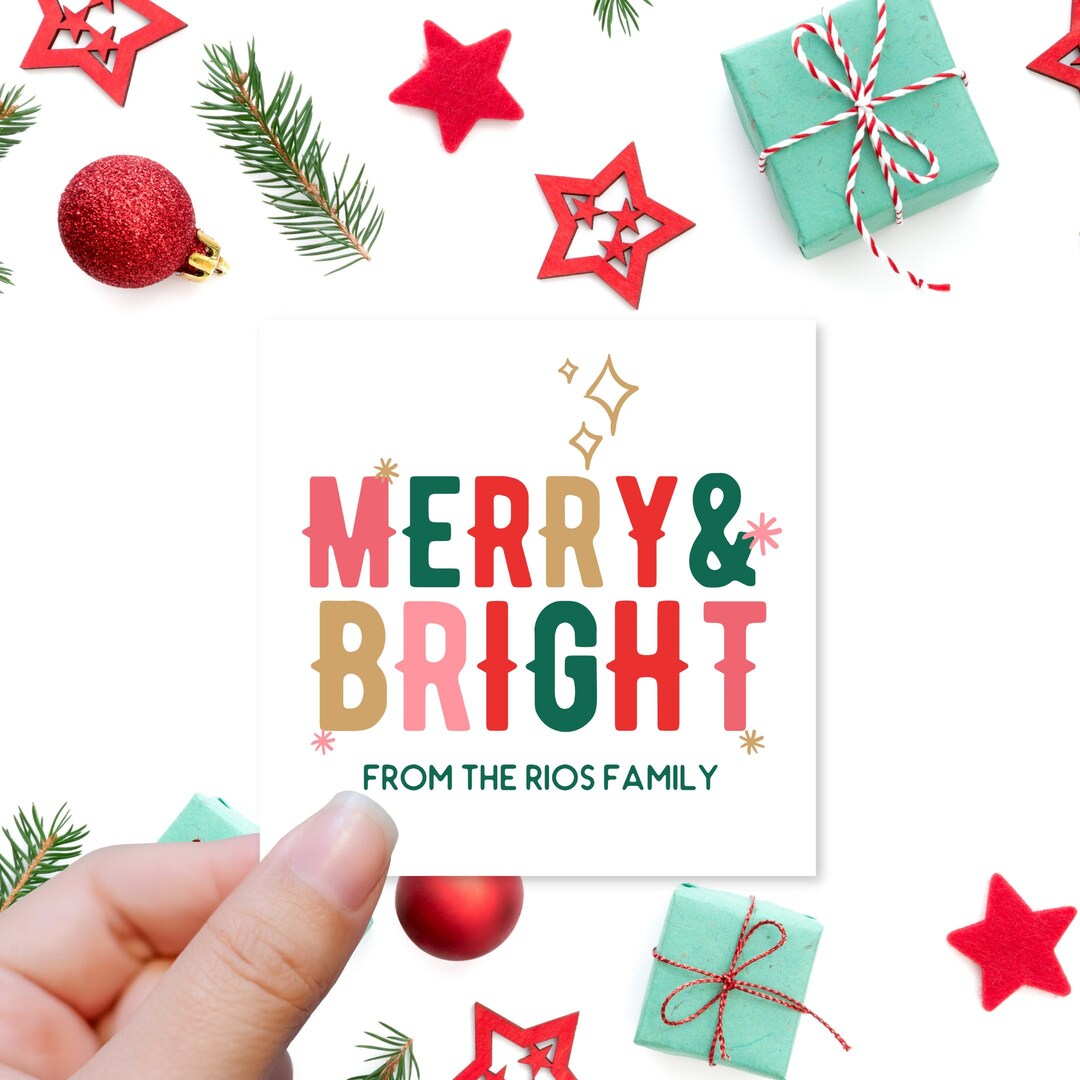 Personalized Merry & Bright Gift Tags Set of 24 Christmas Tags Tags for ...