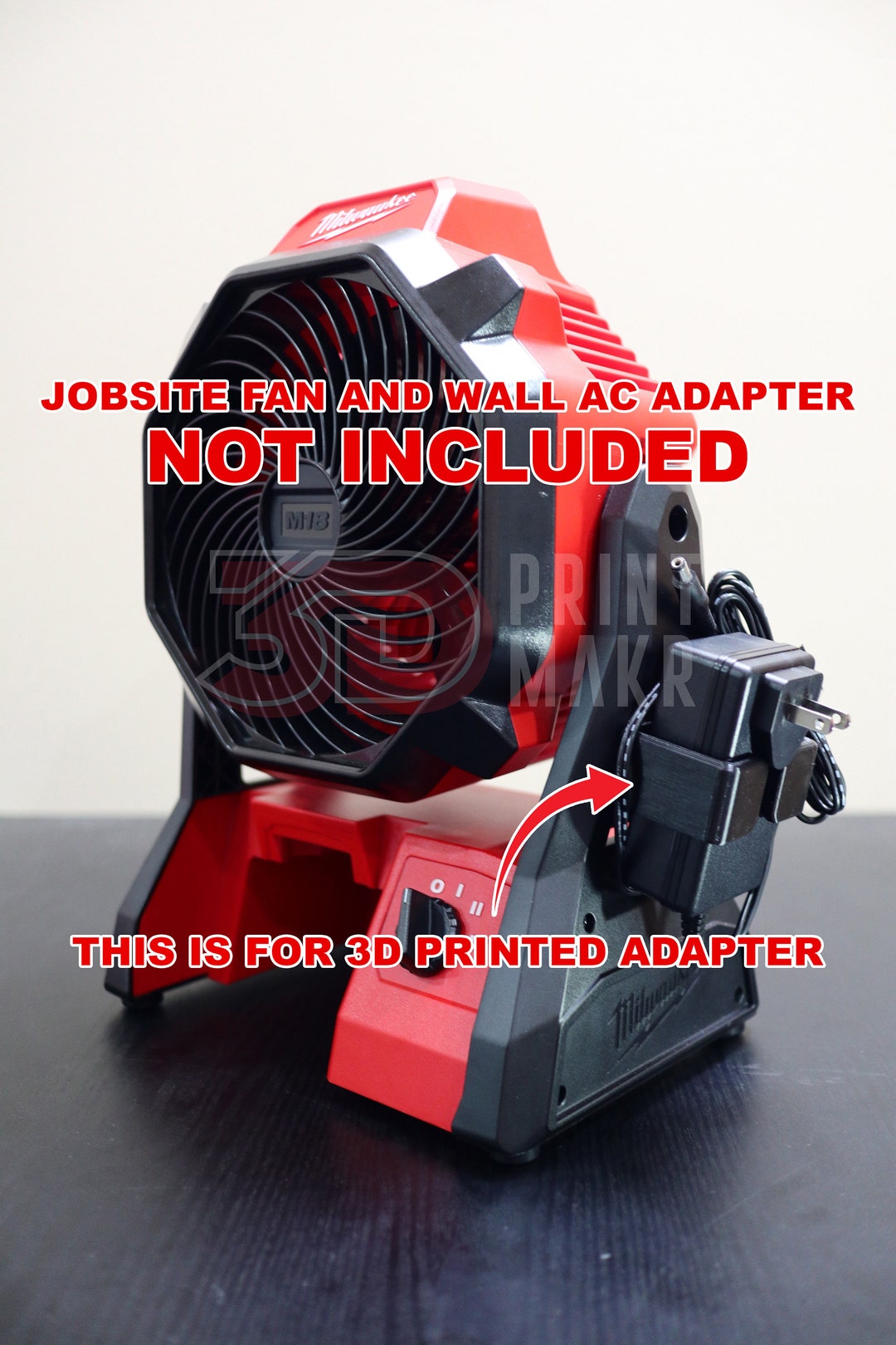 3D Printed Wall AC Adapter Holder for Milwaukee M18 Fan 0886-20 ...