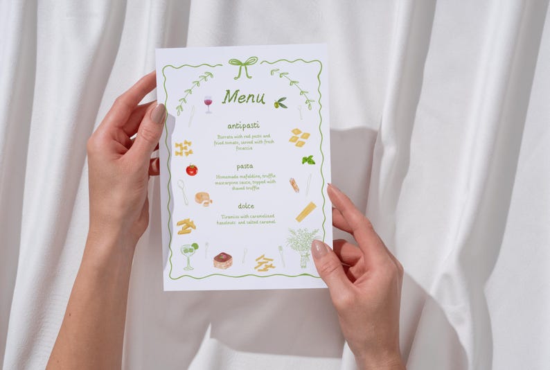 Editable Italian Dinner Menu Template A6 Canva - Etsy