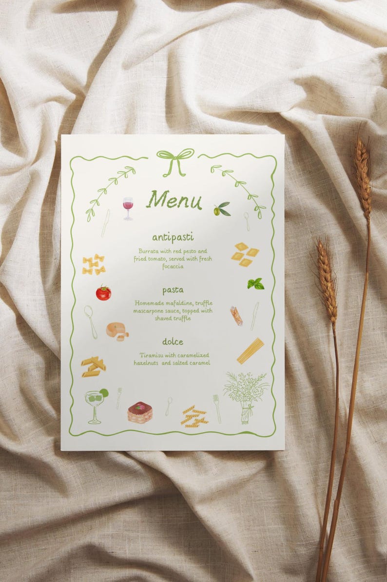 Editable Italian Dinner Menu Template A6 Canva - Etsy