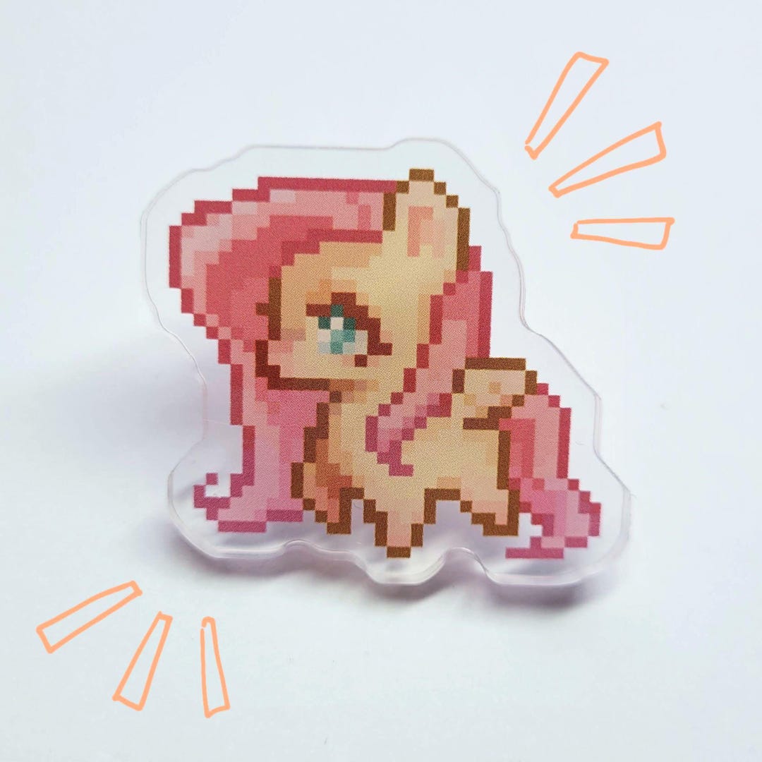 Pixel Pony Fluttershy MLP Acrylic Pin | My Little Pony Mane 6 Pin - Etsy