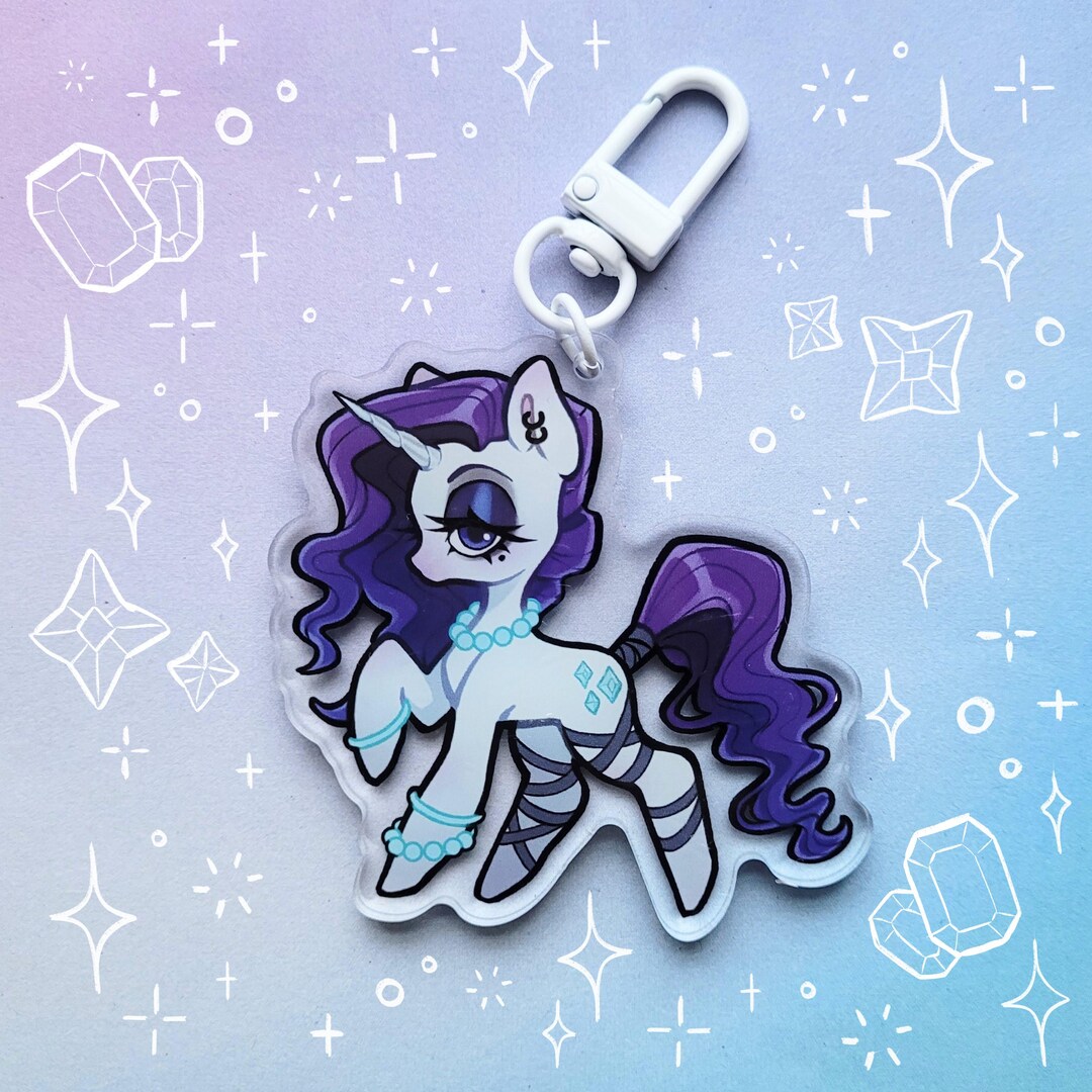 Rarity MLP Acrylic Keychain | My Little Pony Mane 6 Charm - Etsy