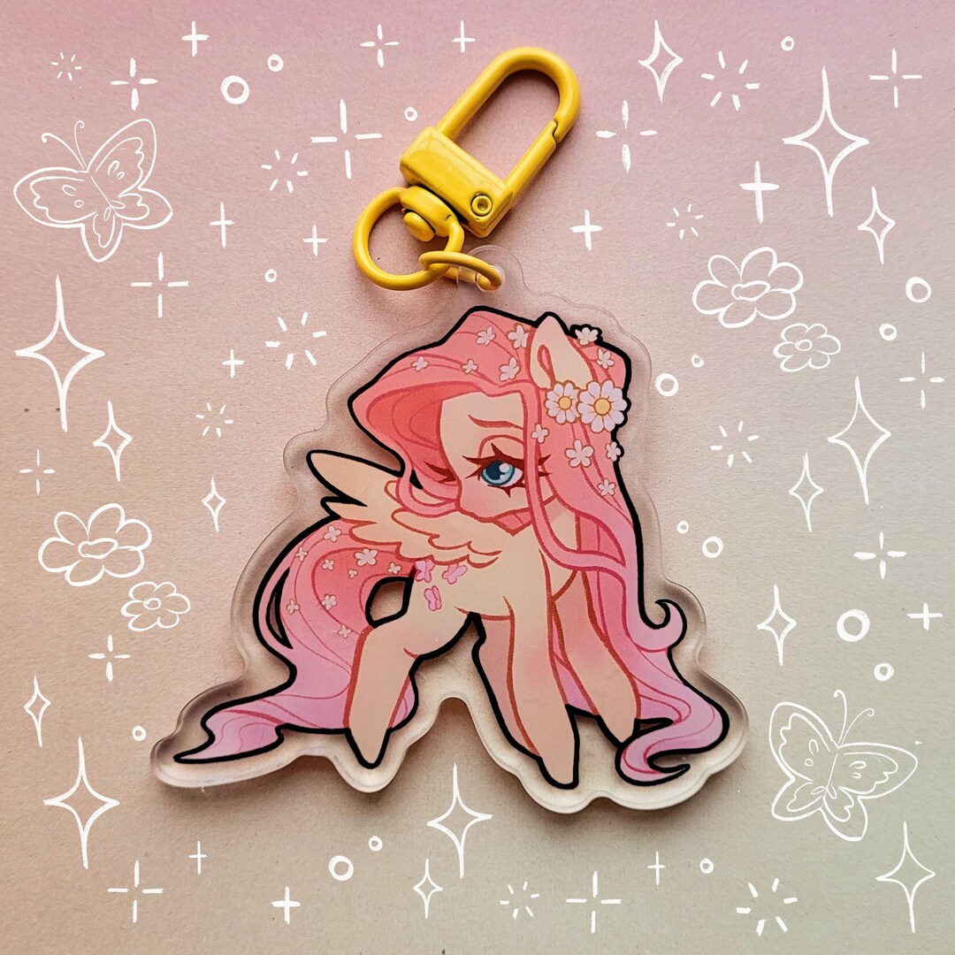 Fluttershy MLP Acrylic Keychain | My Little Pony Mane 6 Charm - Etsy