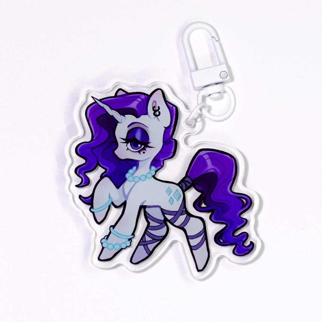 Rarity MLP Acrylic Keychain | My Little Pony Mane 6 Charm - Etsy