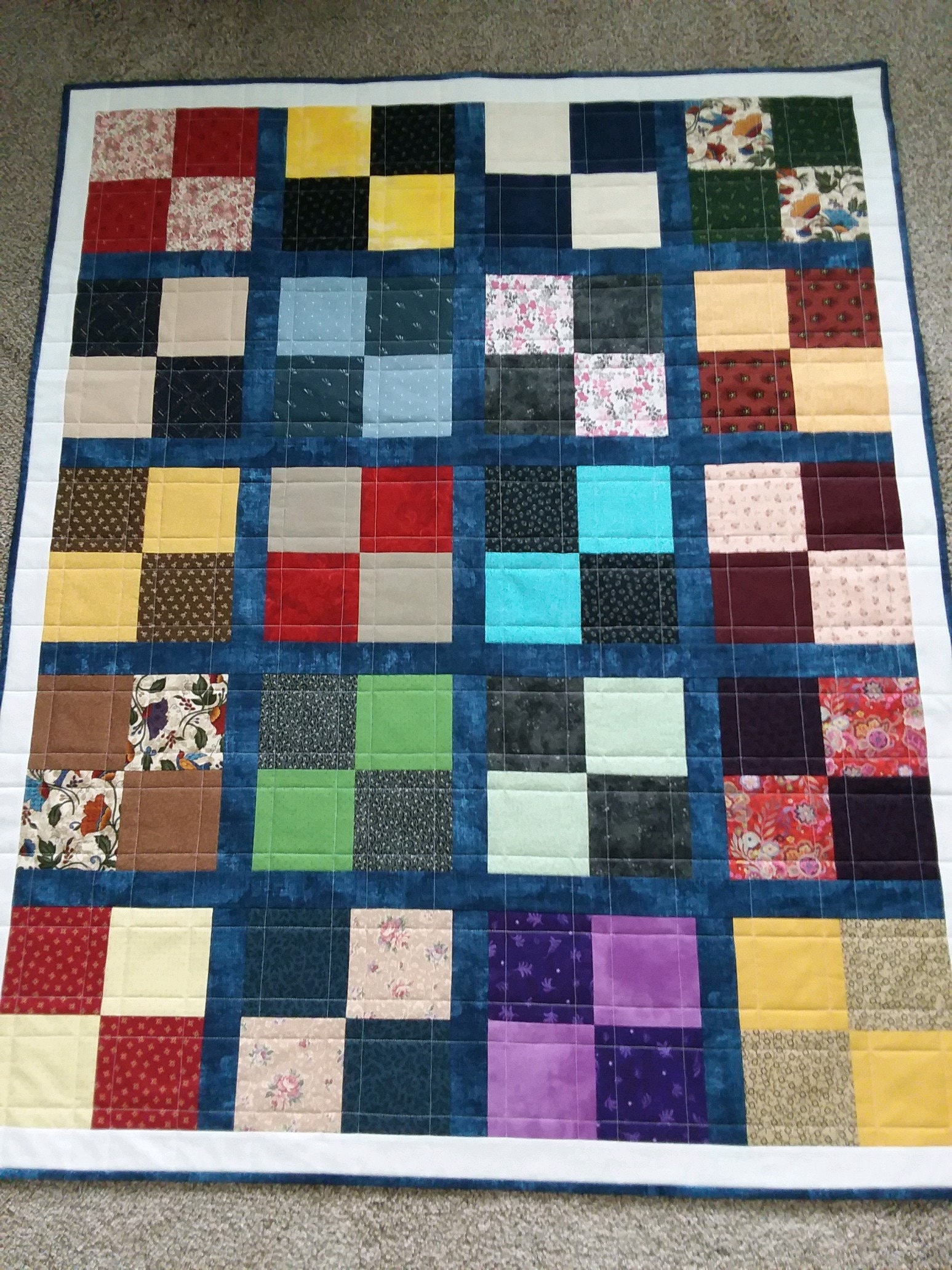 Scrappy Four Patch Lap Quilt Handmade - Etsy