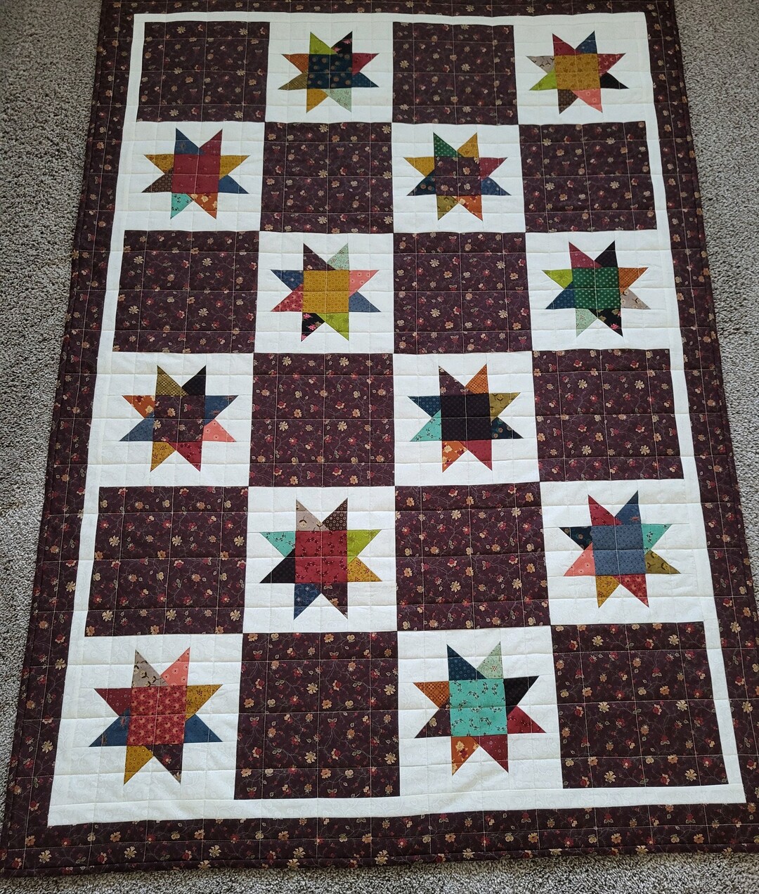 Scrappy Stars Lap Quilt Handmade - Etsy