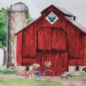 Spring Red Barn Scene Quilted Table Topper or Wall Hanging Handmade - Etsy