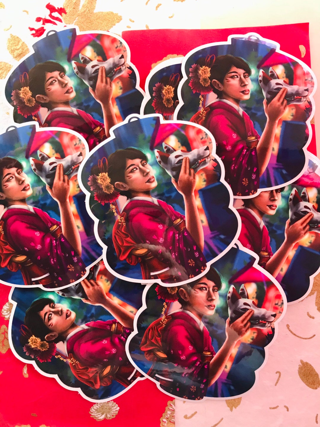 Kitsune Paper Lantern Vinyl Sticker - Etsy