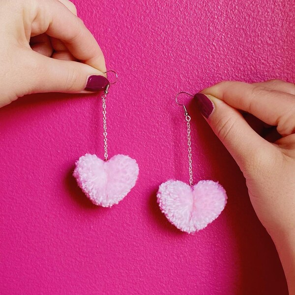 Pom Pom Earrings - Etsy