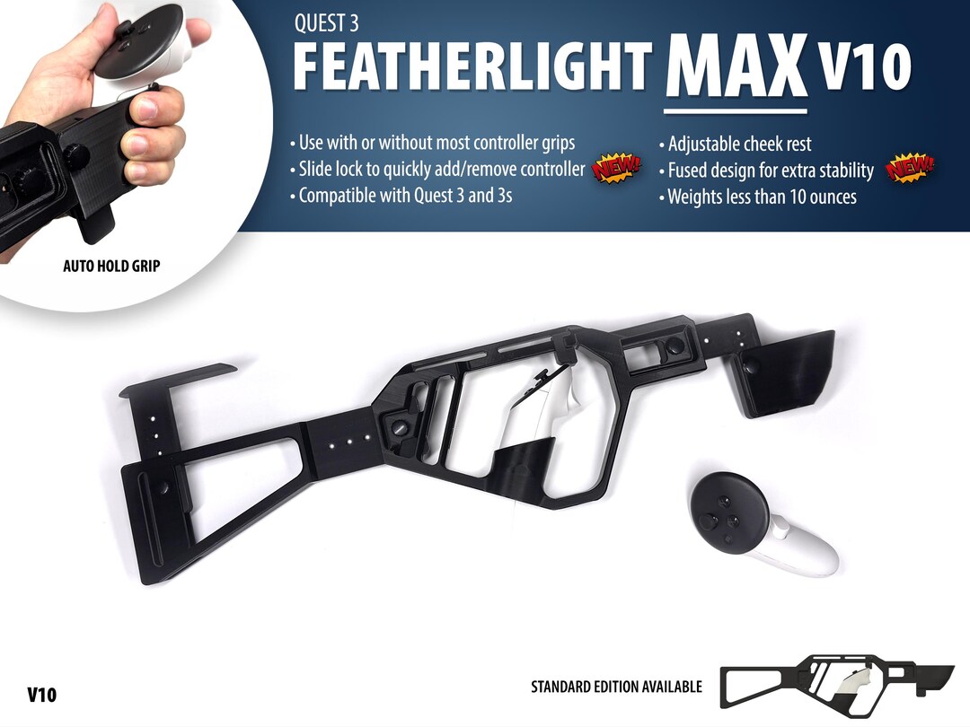 MAX Featherlight VR Rifle Gunstock - Meta Quest 3 & 3S Compatible ...