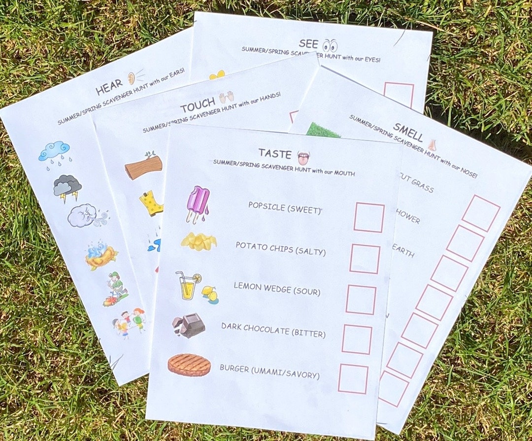 Five Senses Summer/spring Scavenger Hunts - Etsy
