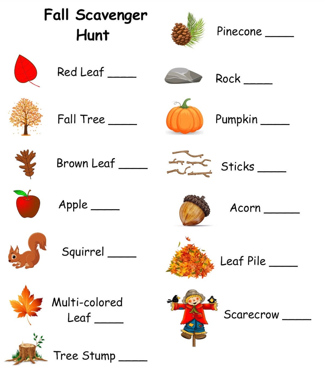 Fall Scavenger Hunt - Etsy