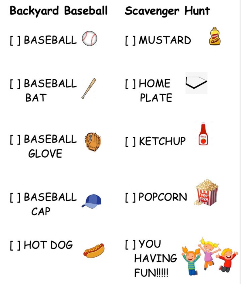Baseball Theme Day & Scavenger Hunt - Etsy UK