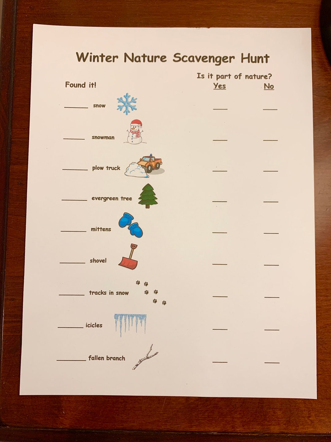 Winter Scavenger Hunt ~ is It Part of Nature? - Etsy