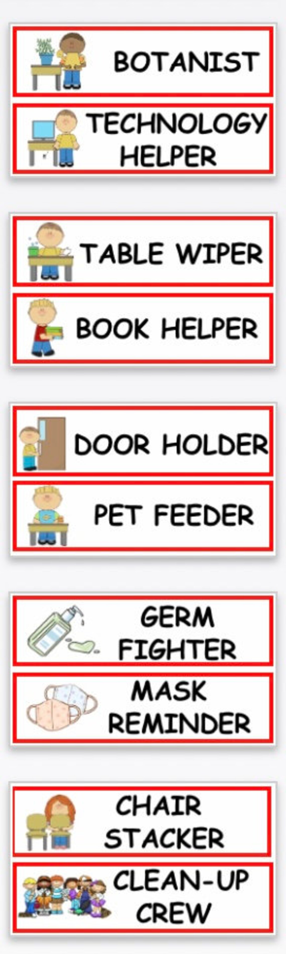 Classroom Jobs/helping Hands Set 2/preschool - Etsy UK