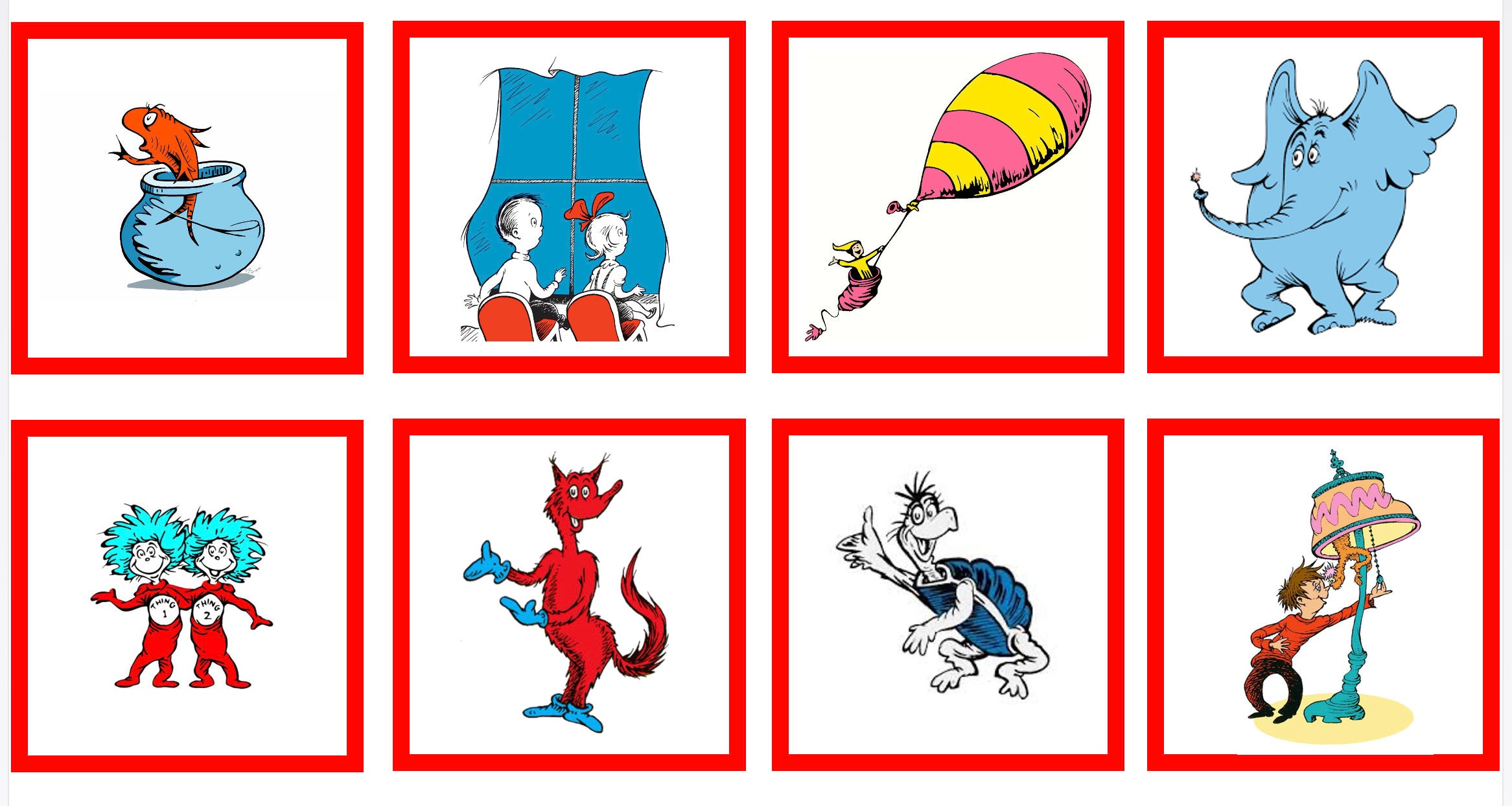 Dr. Seuss Matching/memory Cards - Etsy