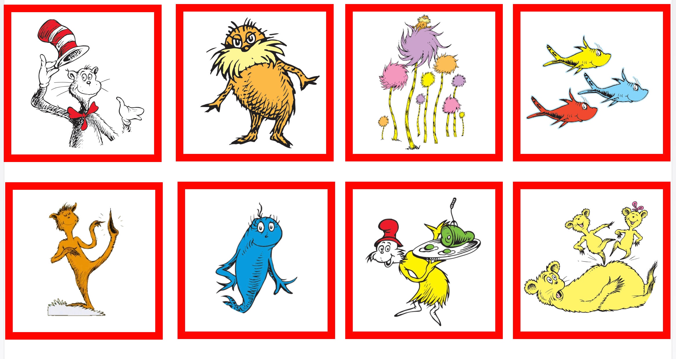 Dr. Seuss Matching/memory Cards - Etsy