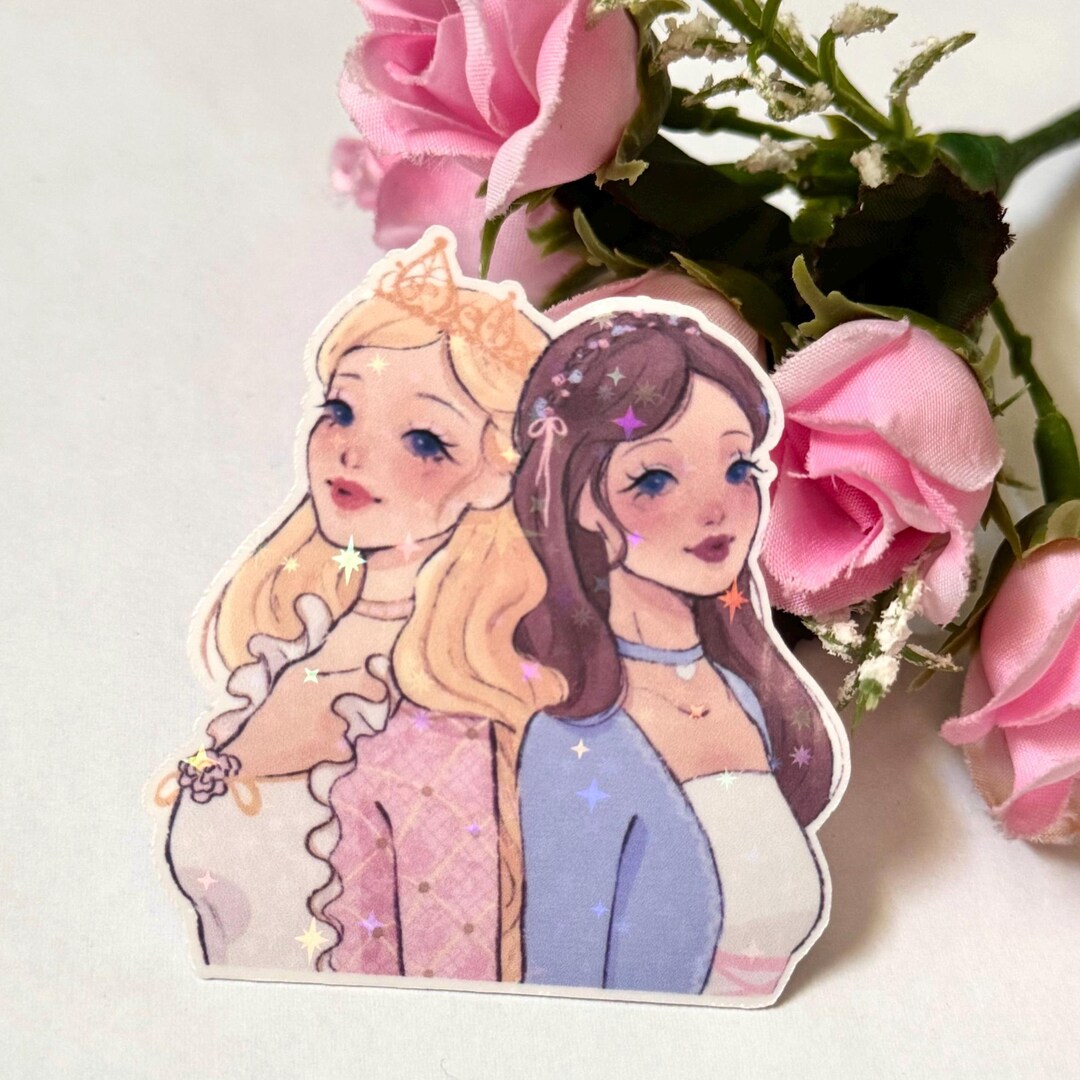 Princess and Pauper Sparkle Vinyl Sticker, Cute Aesthetic Glitter ...