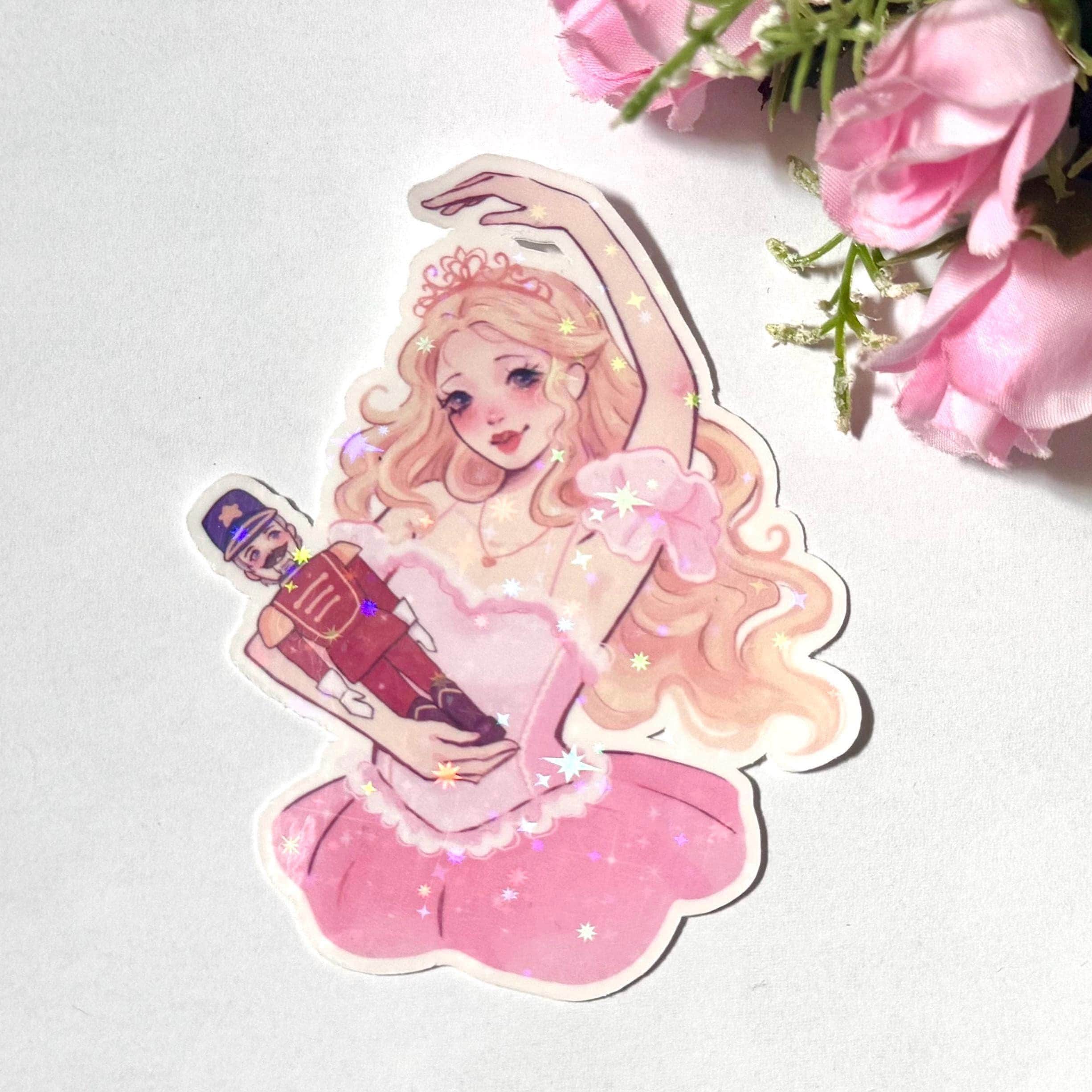 Pink Princess Nutcracker Sticker: Sparkly Vinyl Christmas Decor - Etsy