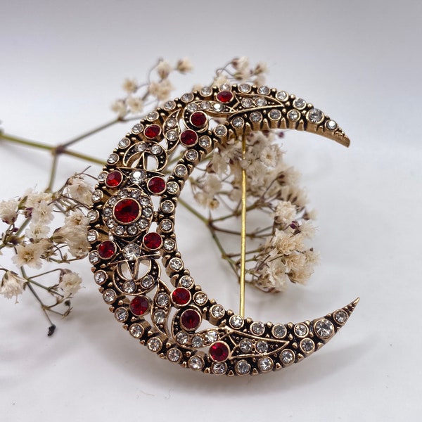 Crescent Moon Brooch - Etsy