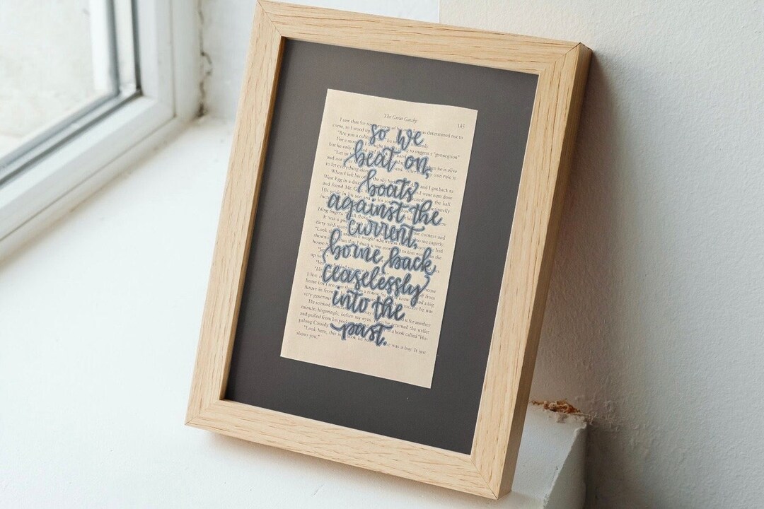 The Great Gatsby 8x10 Hand Lettered Book Page Art so We Beat on F Scott ...