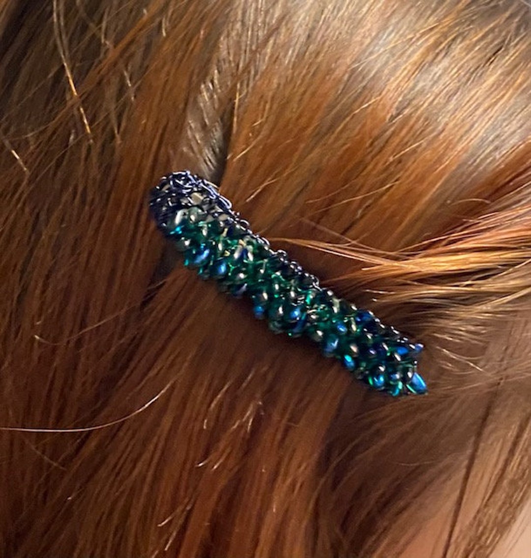 Crocheted Beaded Barrettes. Set of Two. 2 1/2" X 1/2" - Etsy