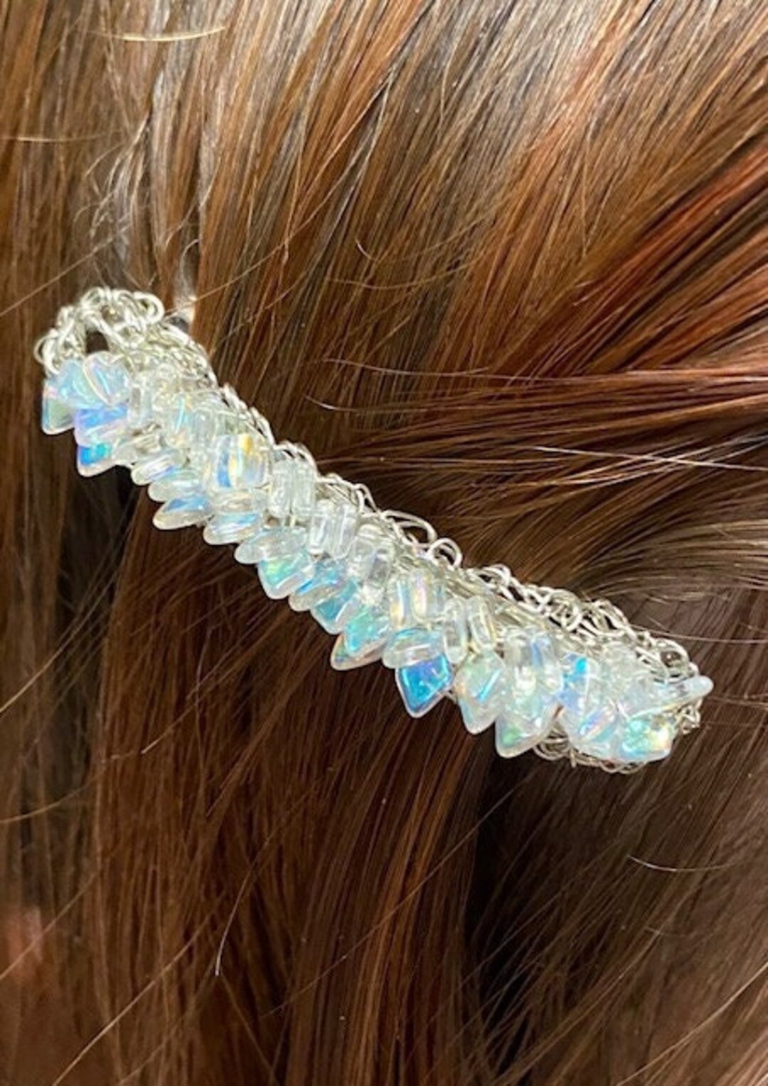 Crocheted Beaded Barrettes Set of Two, 2 1/8" X 1/2" - Etsy