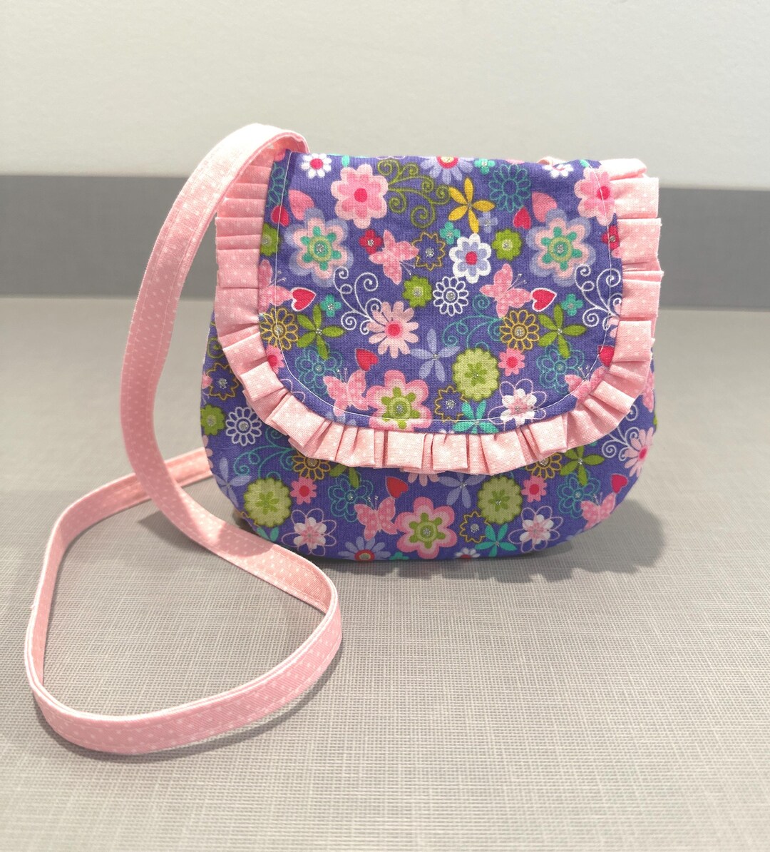 Child’s Crossbody Bag, Flower Crossbody Bag, Mini Ruffle Purse, Little ...