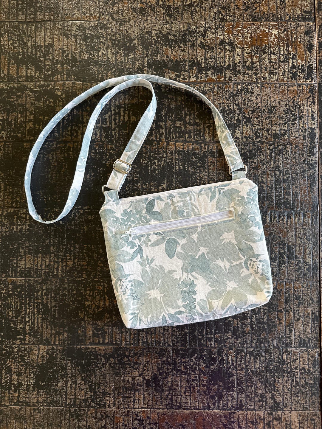 Blue Floral Crossbody Bag, Medium Crossbody Purse, Crossbody Bag ...
