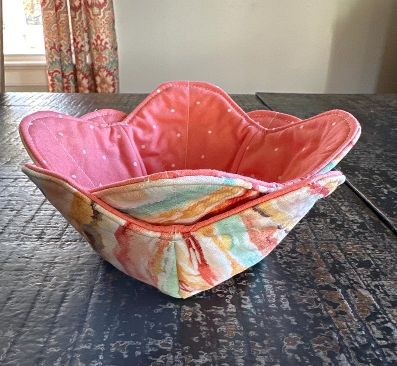 Microwave Bowl Cozy Set of Two, Reversible Bowl Cozy, Handmade Bowl ...