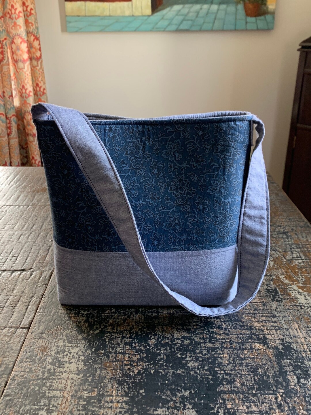 Blue Shoulder Strap Handbag, Purse, Handmade Bag, Gift Under 30, Woman ...