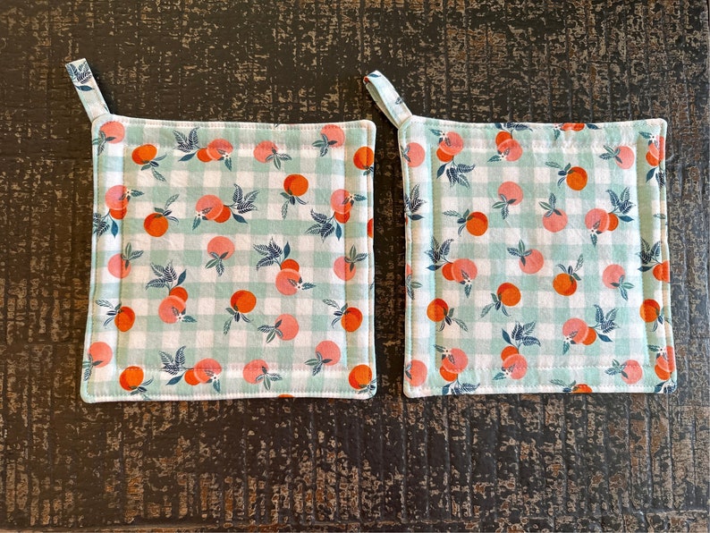 Peachy Potholder Set, Potholders, Handmade Potholders, Gift Under 20 ...