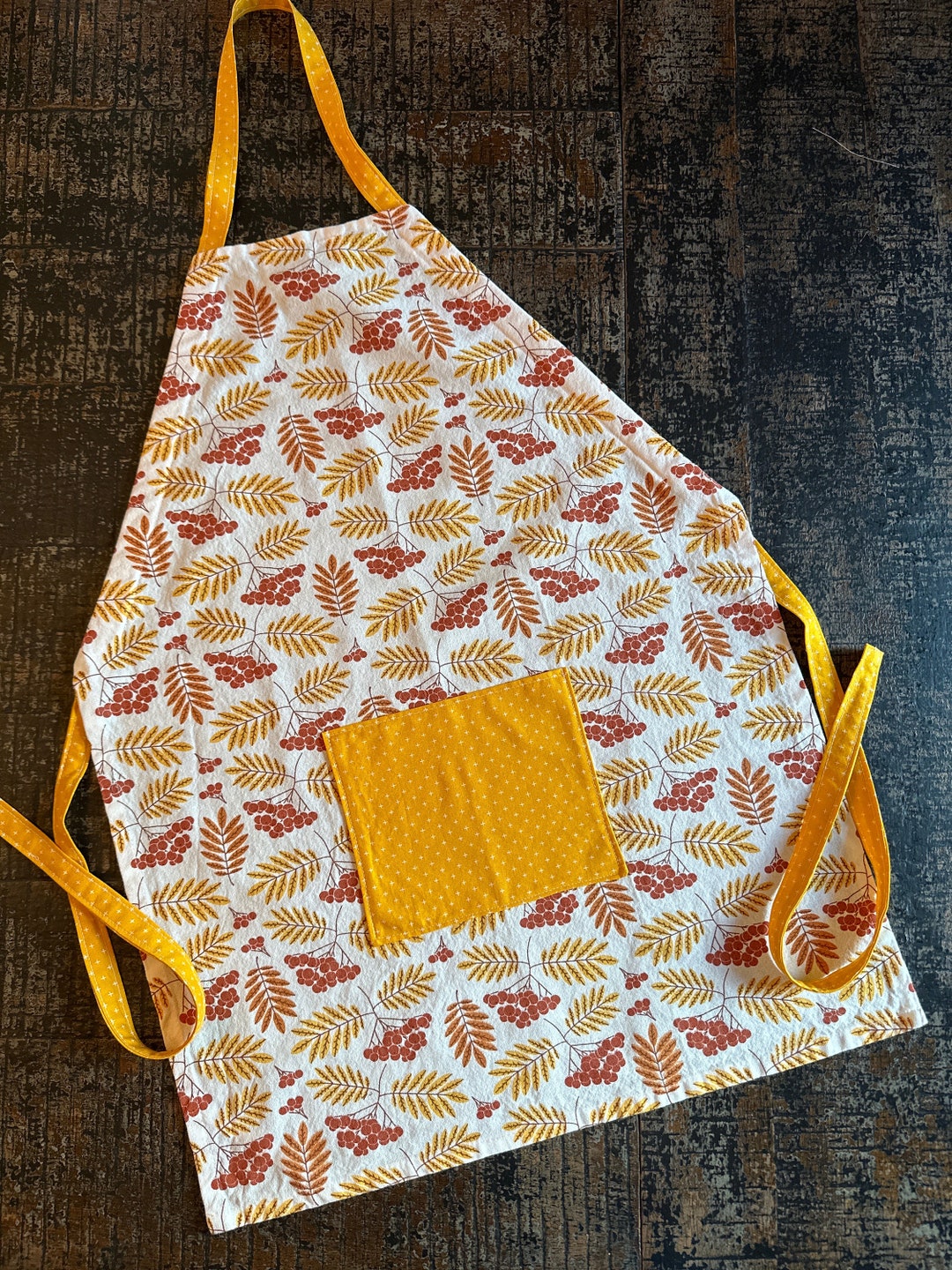 Autumn Tea Towel Apron, Fall Apron With Pocket, Handmade Apron, Apron ...