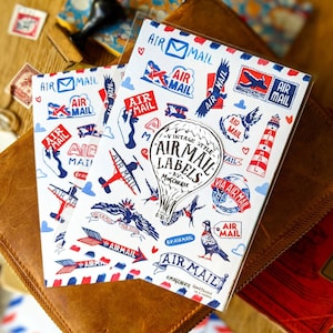 Mini Vintage Style Airmail Sticker Labels | 2 Sheet Sticker Set ...