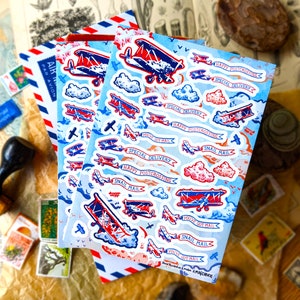 Biplane Banners Stickers | 2 Sheet Sticker Set | A6 | Happy ...