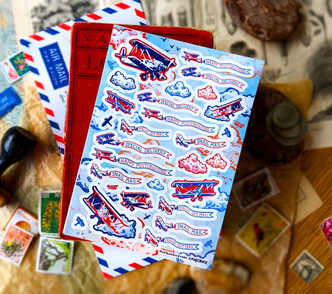 Biplane Banners Stickers 2 Sheet Sticker Set A6 Happy Postcrossing ...