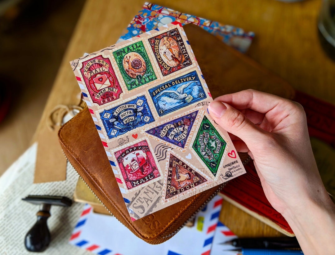 Mail Art Stamps Sticker Set 2 Sheet Sticker Set Postcrossing, Happy ...