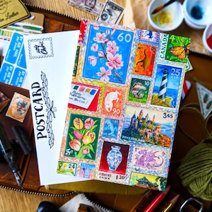 World Postage Postcards | Packs 1 - 5 | A6 Size | Faux Stamps Ephemera ...