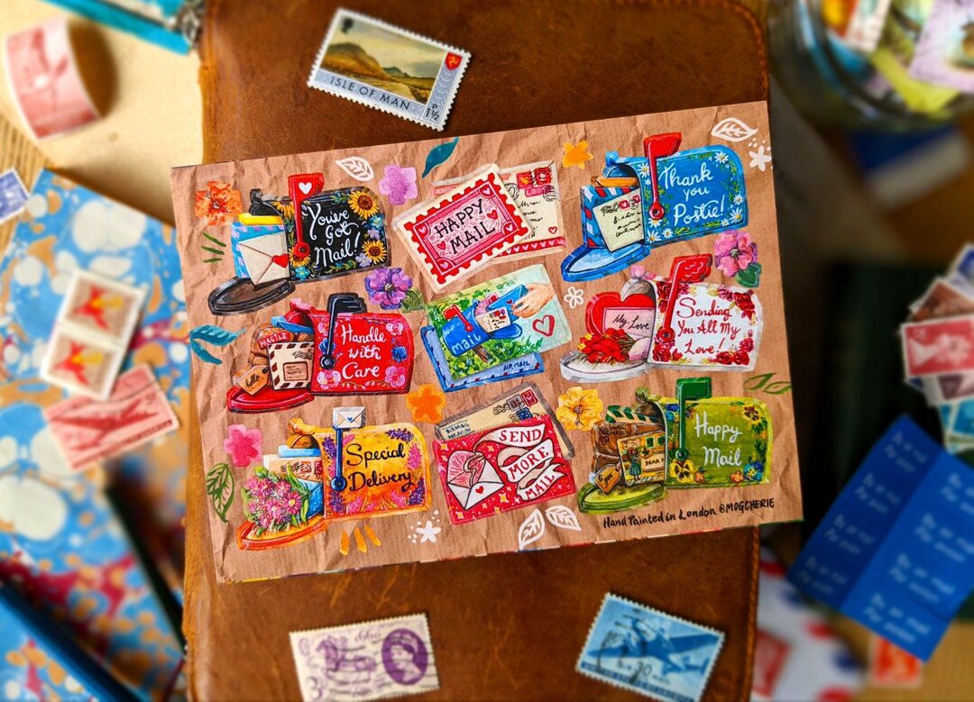 Mailbox Stickers | 2 Sheet Sticker Set | A6 | Postcrossing Decor, Happy ...