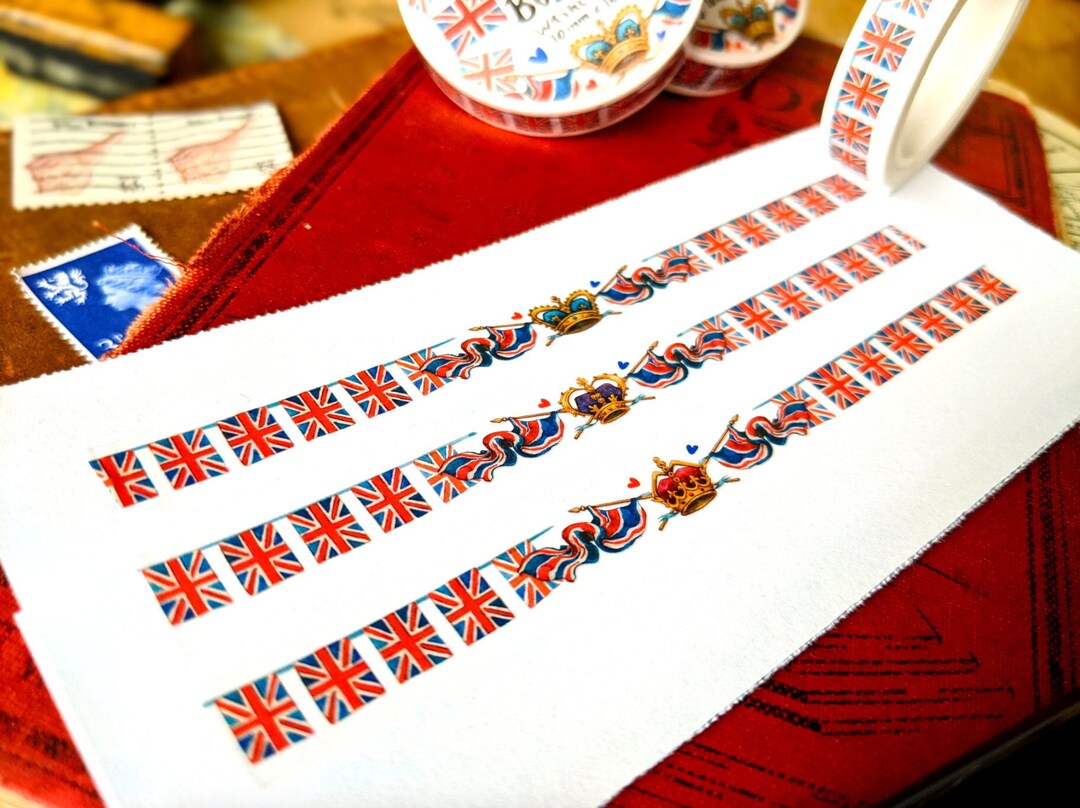British Bunting Washi Tape | 10mmx10m Roll | Union Jack Flag & Royal ...