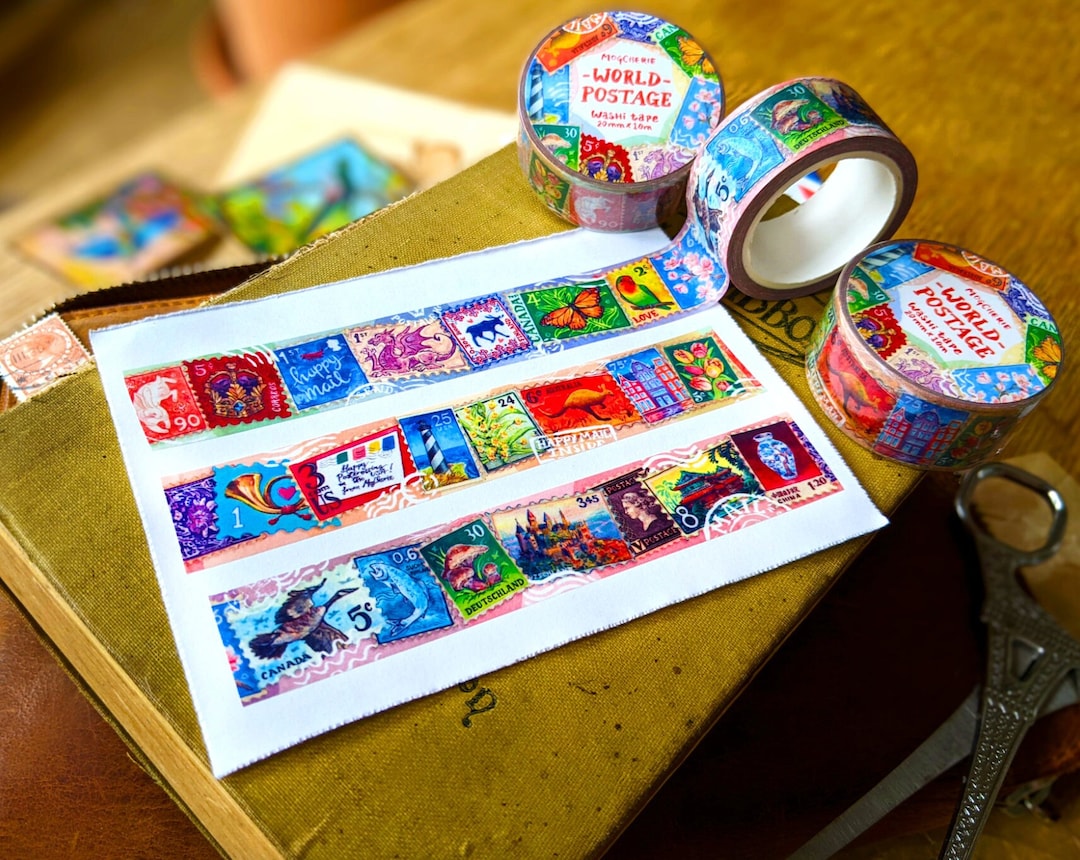 World Postage Washi Tape | 20mmx10m Tape Roll | Philately Decor ...