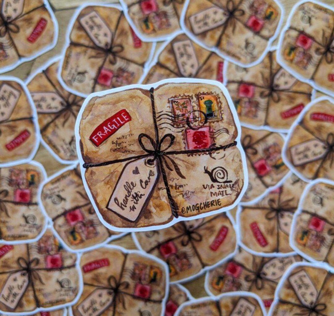 10pc Brown Paper Parcel Stickers | Gloss Vinyl Package Sticker Set ...