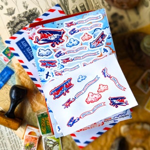 Biplane Banners Stickers 2 Sheet Sticker Set A6 Happy Postcrossing ...