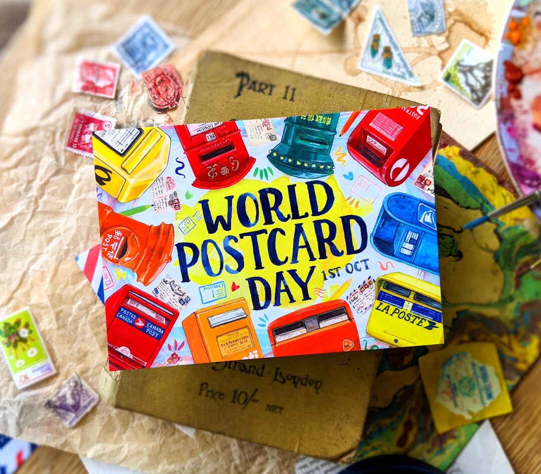 World Postcard Day Postcards Packs 1 5 A6 Size Happy Snail Mail Art, Penpal Letter Gifts, Global ...