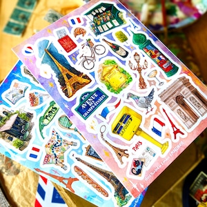 Paris Travel Stickers 2 Sheet Sticker Set A6 France Journal Decor ...
