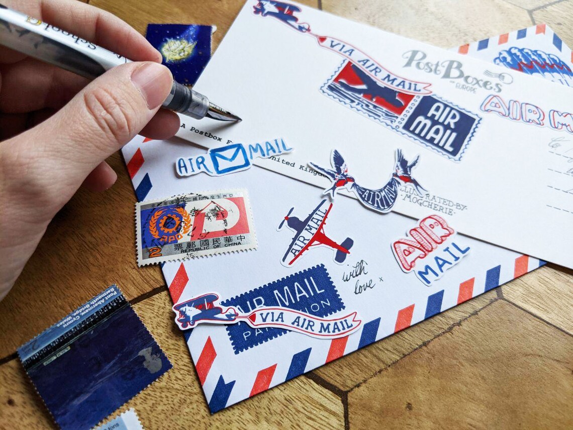 Mini Vintage Style Airmail Sticker Labels Sticker Sets 15pc | Etsy